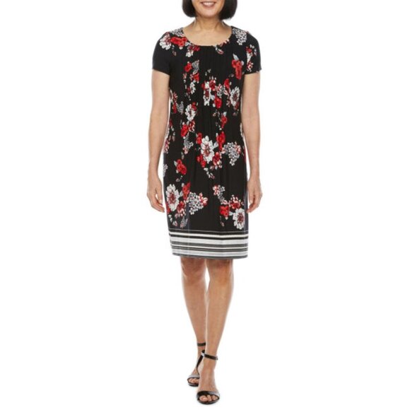 Perceptions | Dresses | Perceptions Short Puff Sleeve Floral Boarder ...